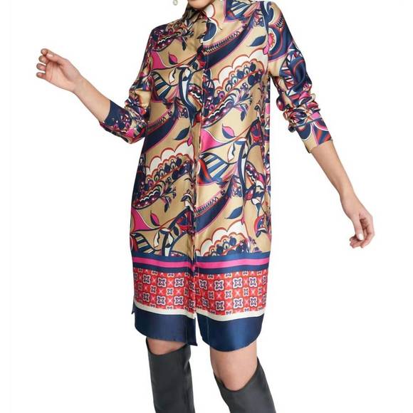 Vilagallo | Dresses | New Vilagallo Rene Paisley Belted Shirt Dress In ...